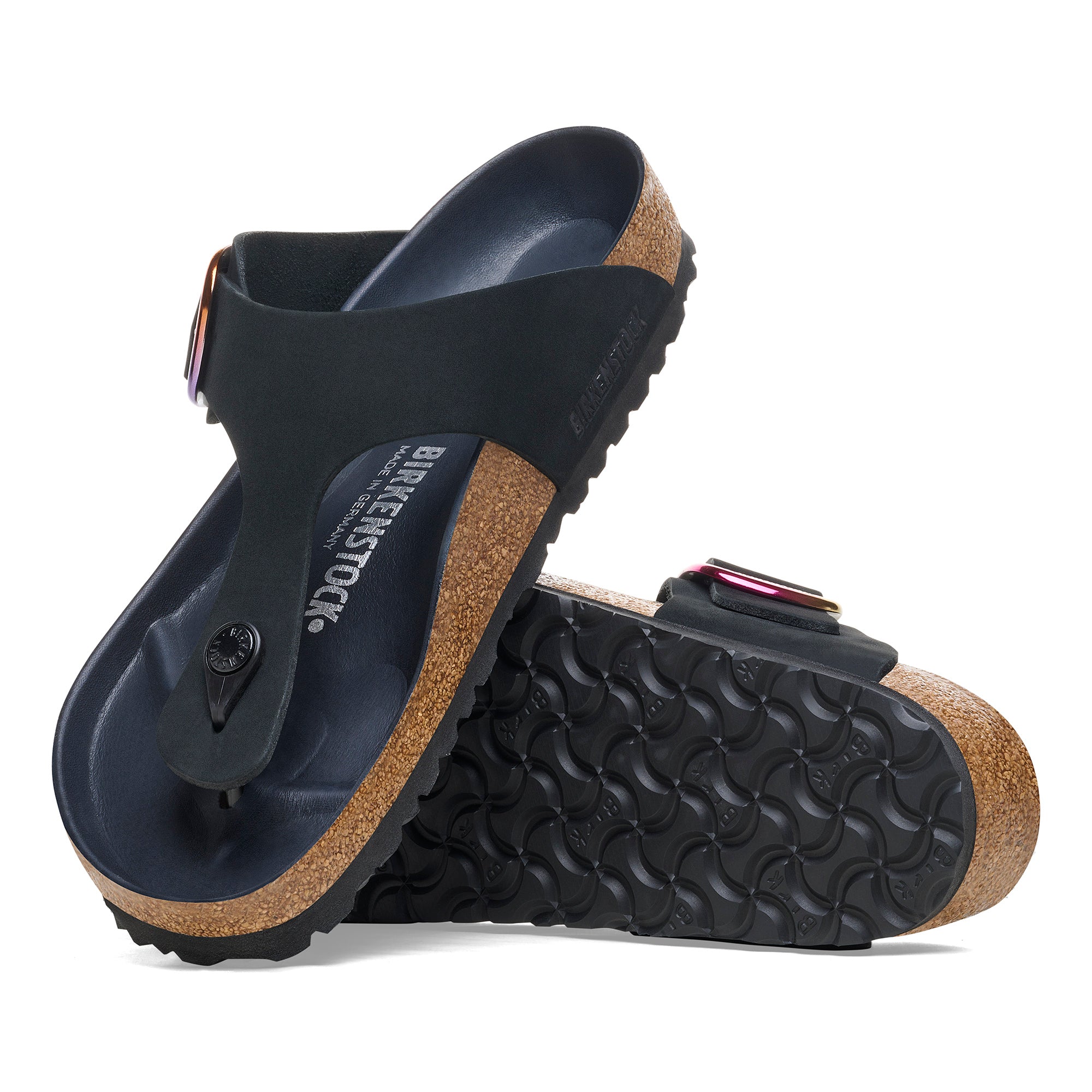 WOMEN'S BIRKENSTOCK GIZEH BIG BUCKLE - BLACK - RAINBOW WOMEN'S BIRKENSTOCK GIZEH BIG BUCKLE - BLACK - RAINBOW